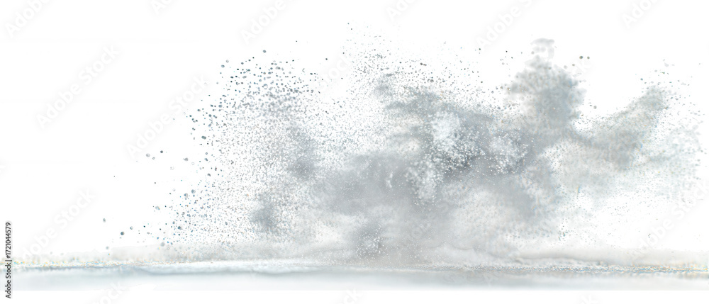 Dynamic ocean wave splash with tiny water droplets isolated on ...