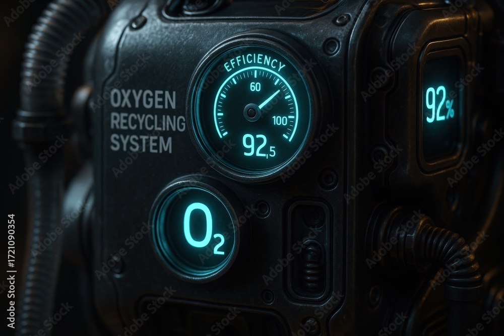 oxygen sustainability efficiency concept. Oxygen recycling system with ...