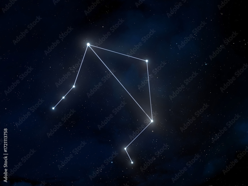 Libra constellation in the night sky. Cluster of stars on a dark ...