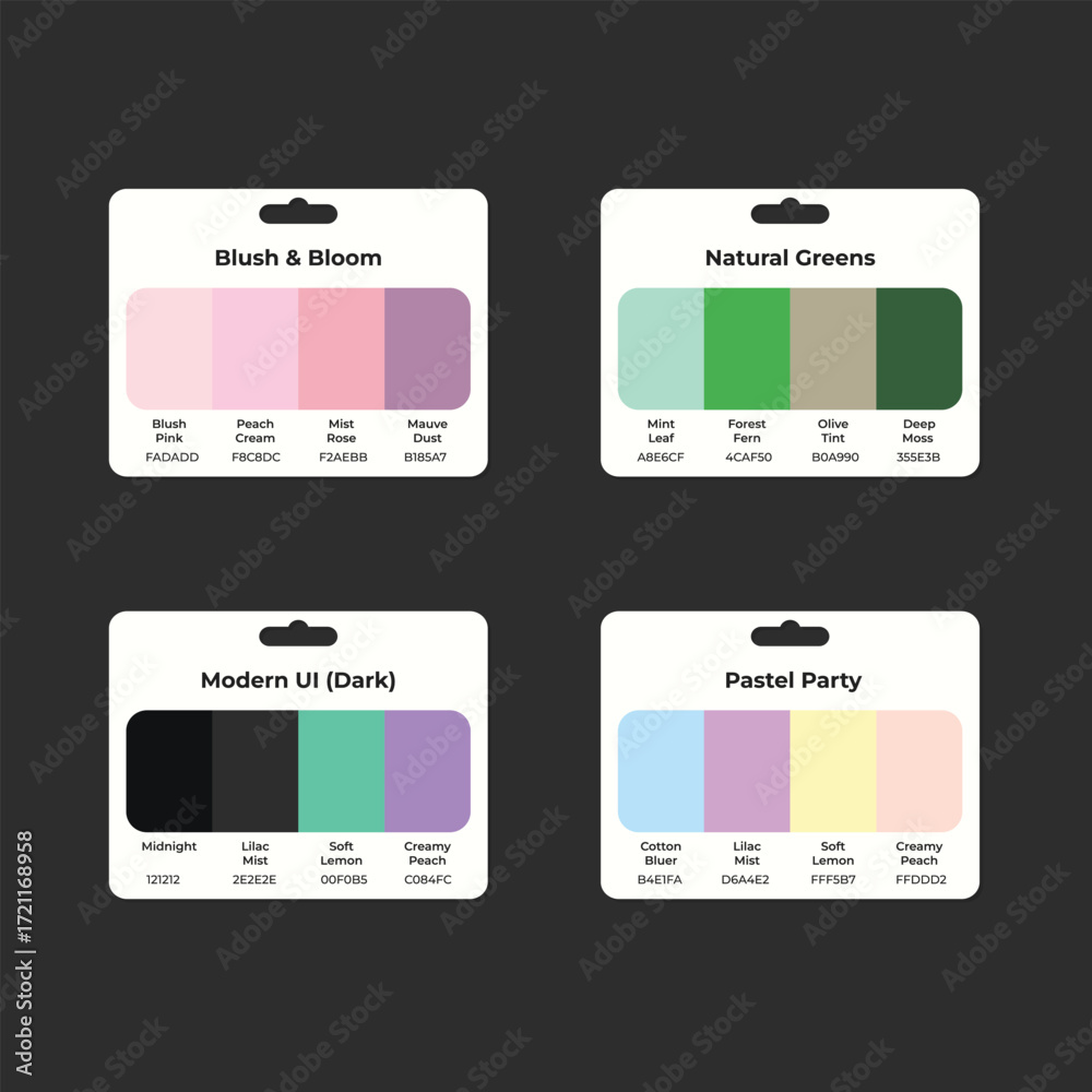 Blush & Bloom Natural Greens Modern UI Dark Pastel Party Color Palettes ...