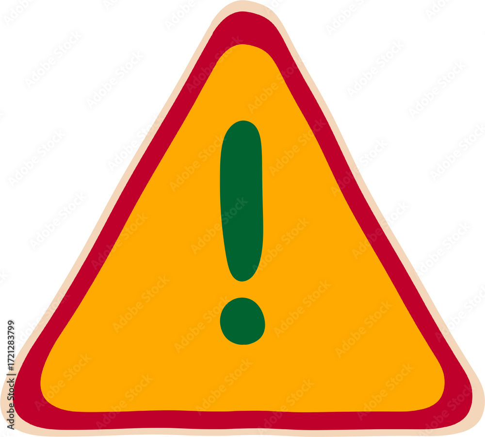 Cute and Unique Caution Icon with a Red Border, Hand Drawn Exclamation ...