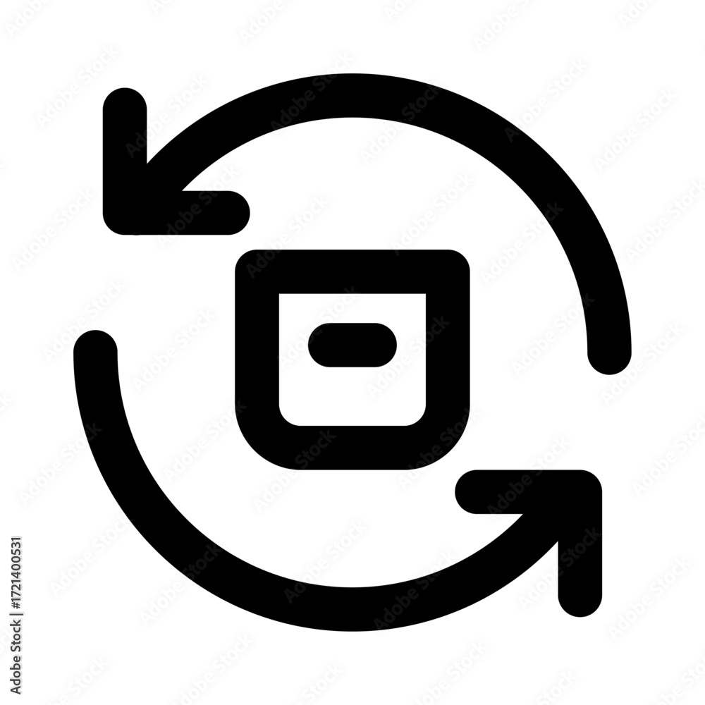 Black outline icon of a square with rounded corners and a horizontal line inside surrounded by ...