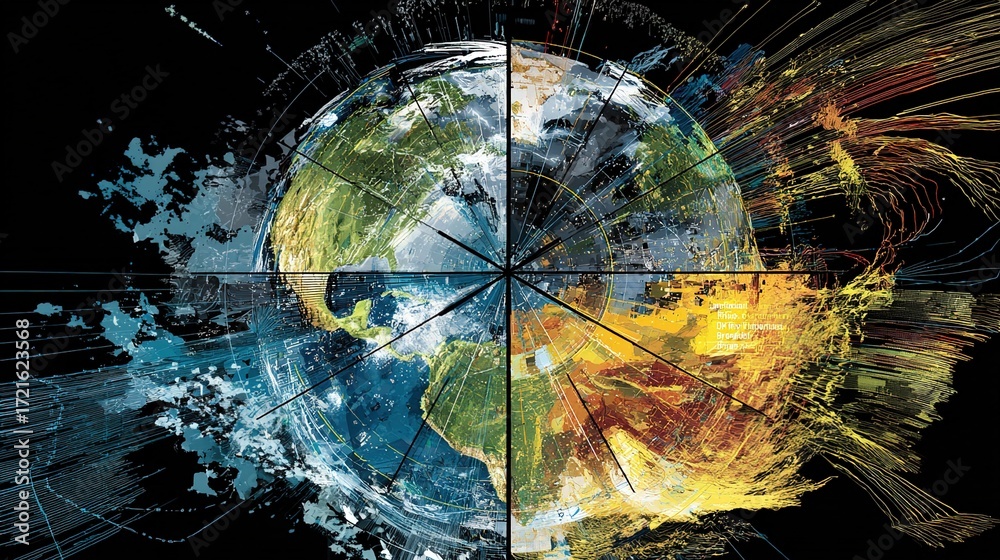 Stock-Illustration „quadrants. Fractured globe with mismatched seasonal ...