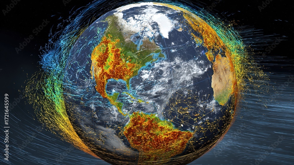 quadrants. Fractured globe with mismatched seasonal quadrants spinning ...