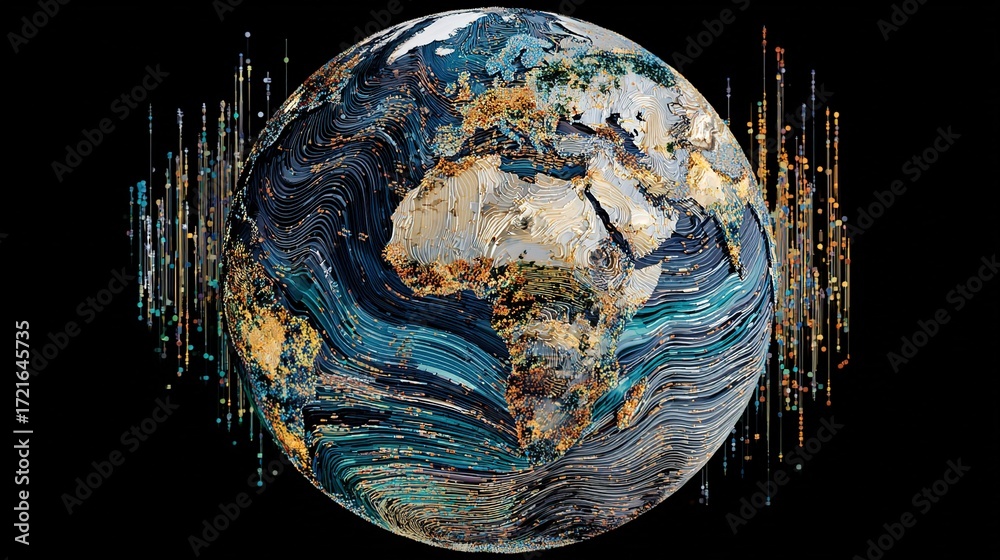 Ilustración de Stock quadrants. Fractured globe with mismatched ...