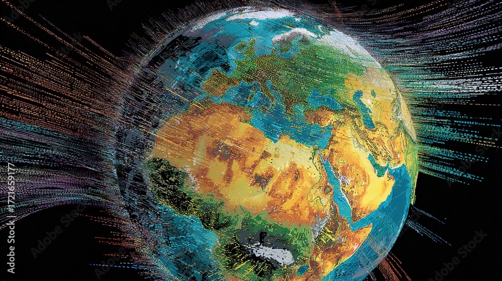 Ilustración de Stock quadrants. Fractured globe with mismatched ...