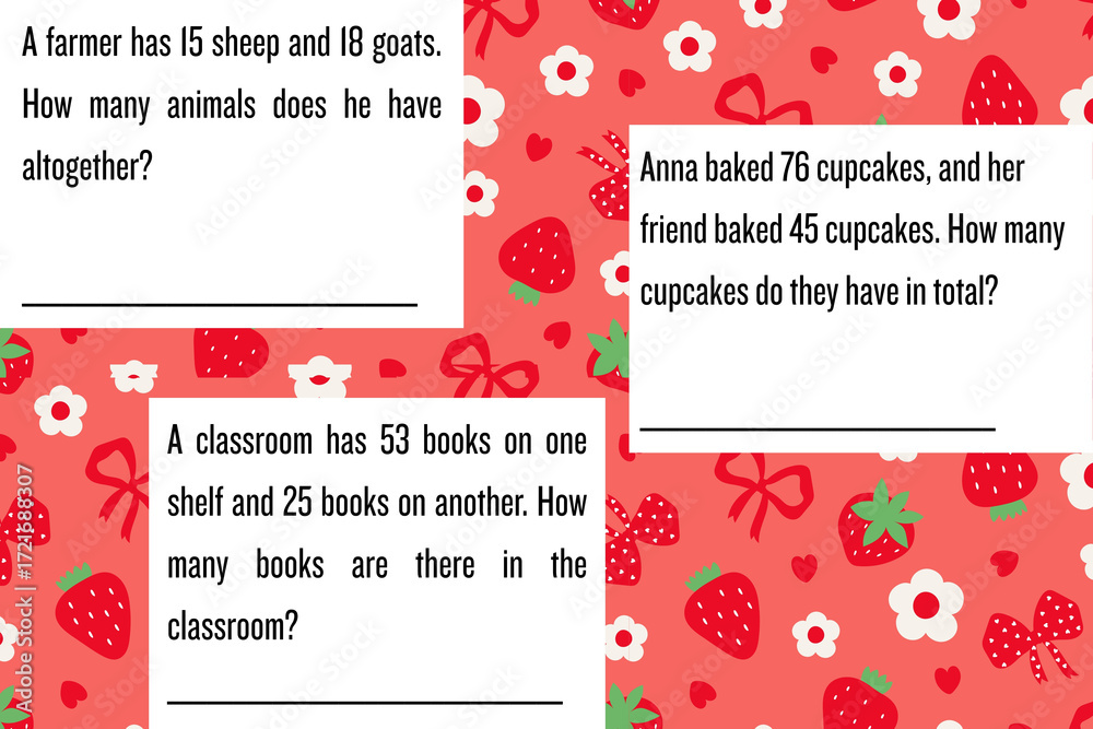 Printable educational worksheet for children with basic addition word ...