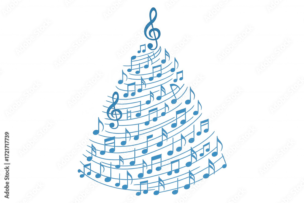 Music notes forming a christmas tree with treble clef as star ...