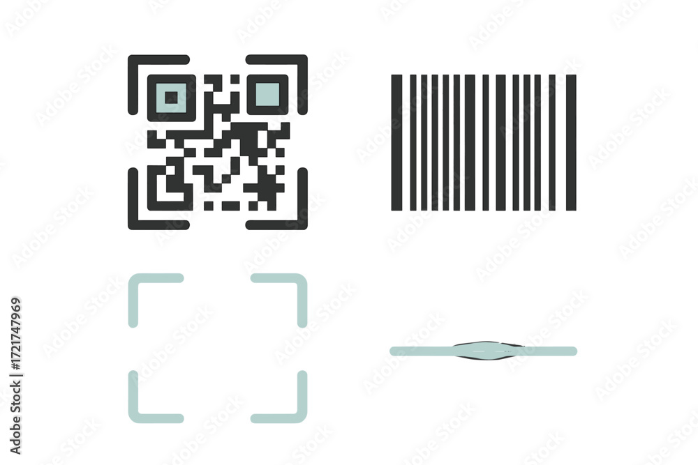 Stockvektorbilden Modern digital identification codes including QR code ...
