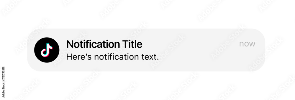 TikTok iOS 26 notification alert. Modern vector UI design for mobile ...