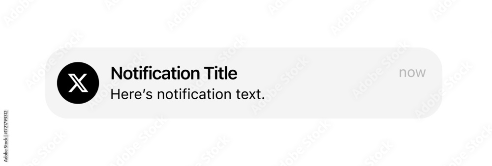 X (formerly Twitter) iOS 26 notification alert. Modern vector UI design ...