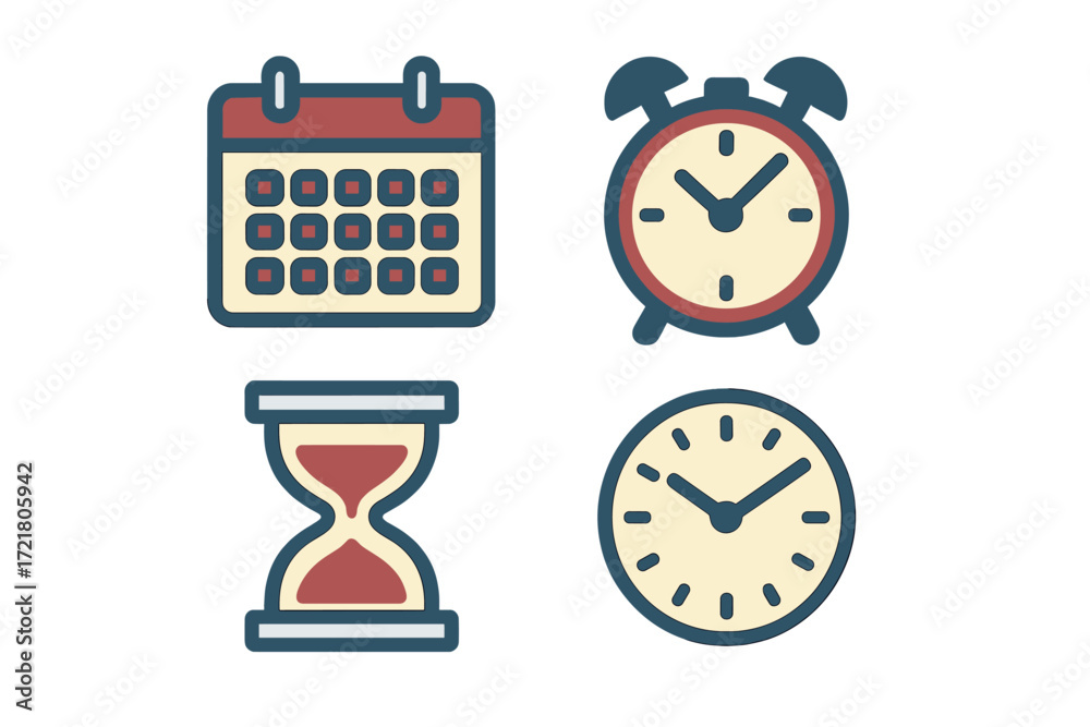 Timely symbols representing different methods of tracking time and ...
