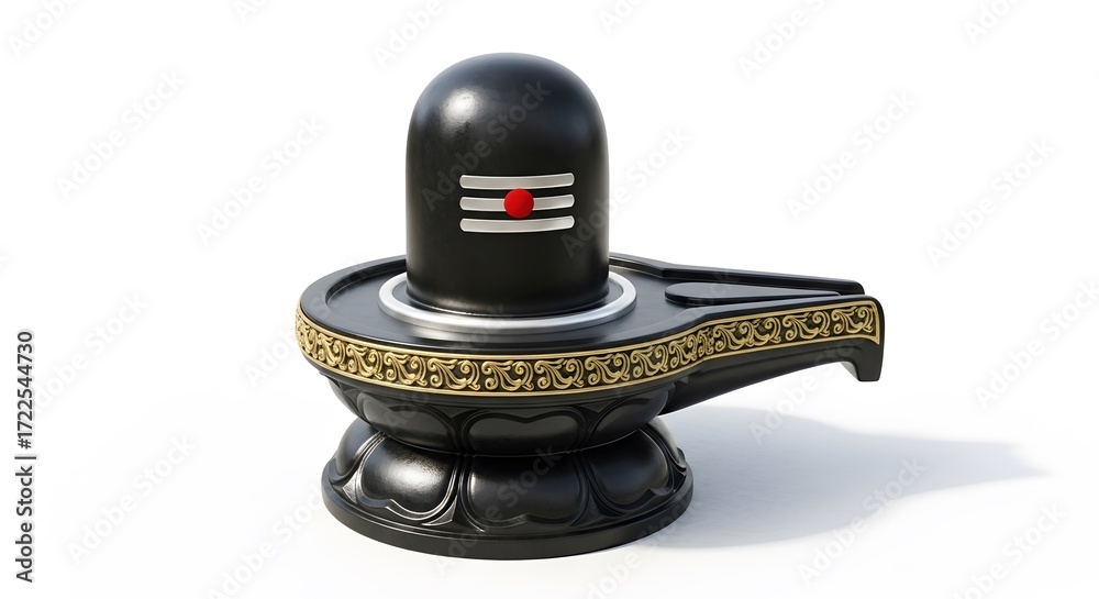 A black shiva lingam, a symbol of lord shiva, isolated on a white ...