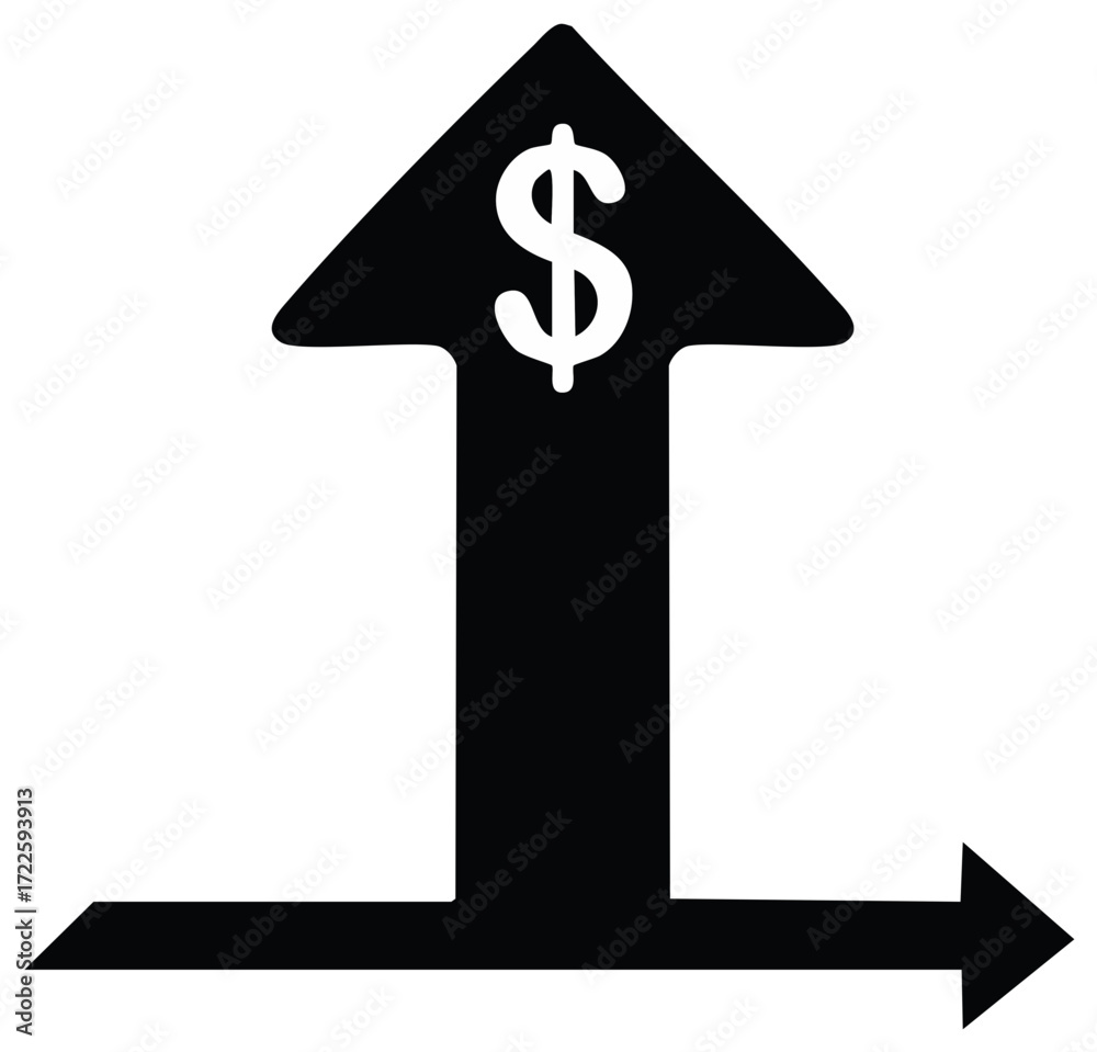 Arrow with Dollar Symbol Showing Upward Growth and Forward Progress ...