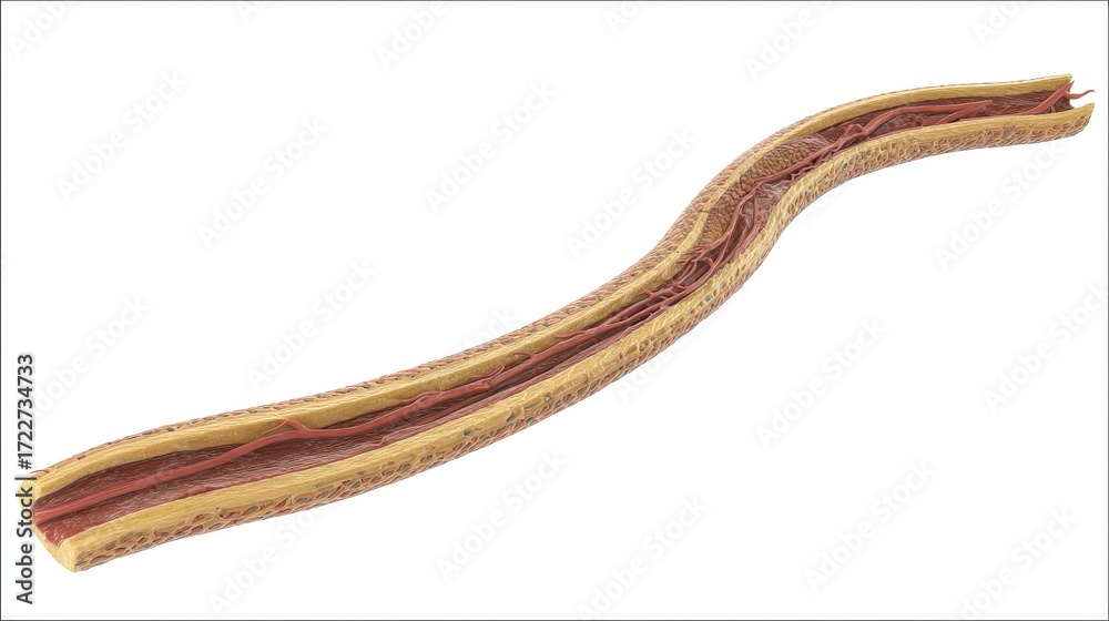 Cross-section of a blood vessel showing layers and structure details ...
