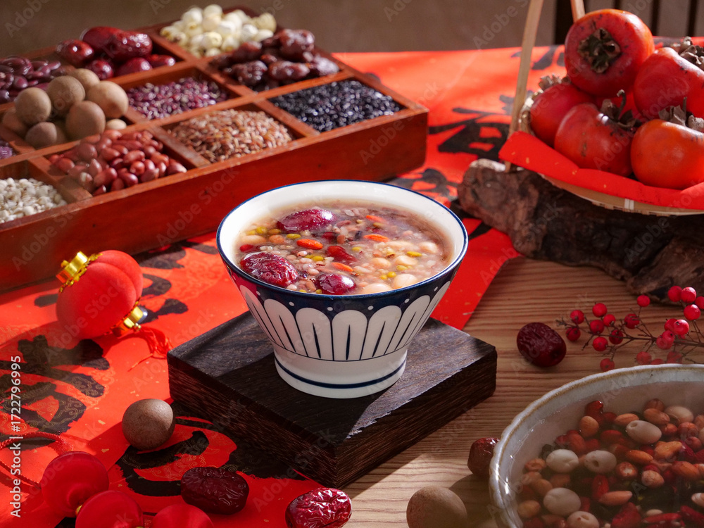 Five Grain Glutinous Rice Congee Chinese Breakfast Porridge with Red ...
