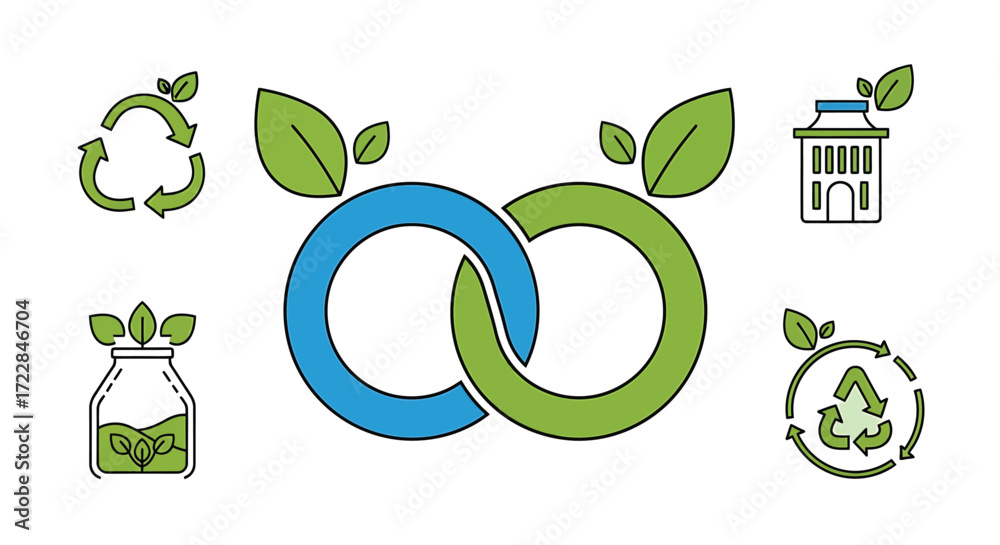 Circular economy and sustainability concept illustrated with an ...