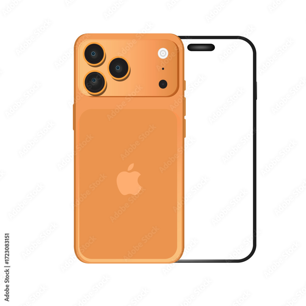 iPhone 17 Pro smartphone lockup – flat digital illustration, rear ...