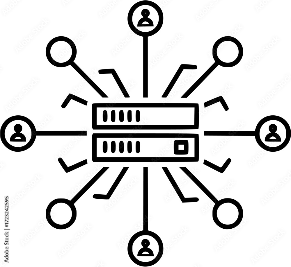 Stock-Vektorgrafik „Network connection hub data center server ...