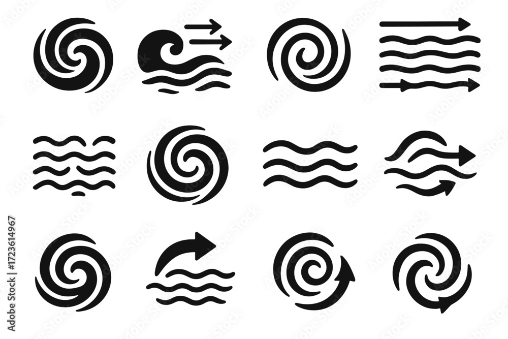 Currents vector directional icon arrows symbol ocean icons swirl stream ...