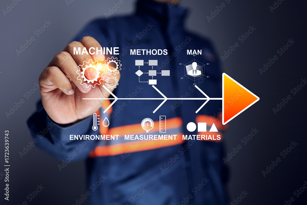 Stock-Foto „Problem solving concept with engineer focus on machine on ...