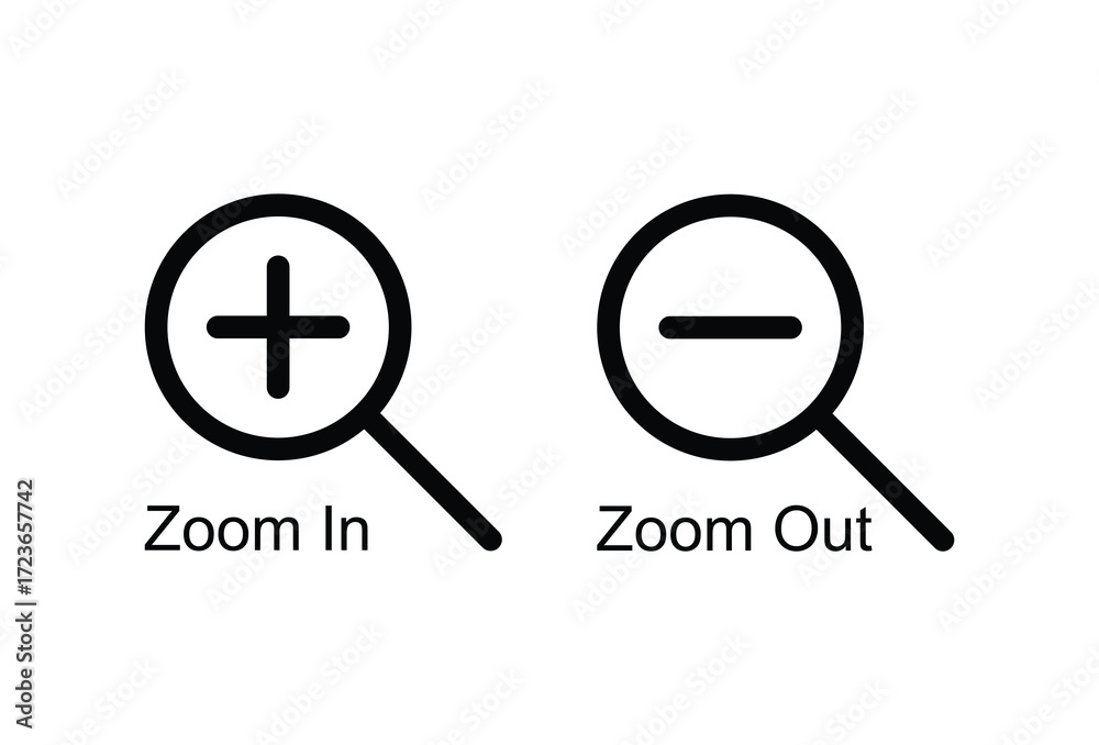 Zoom In and Zoom Out Magnifying Glass Icons for UI and App Interface ...