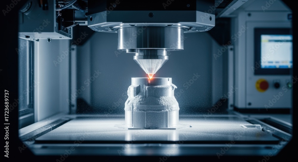 Industrial additive manufacturing machine fabricating a complex ...