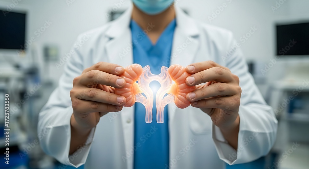 Doctor Holding Illuminated 3D Model of Hypothalamus, Brain Anatomy ...