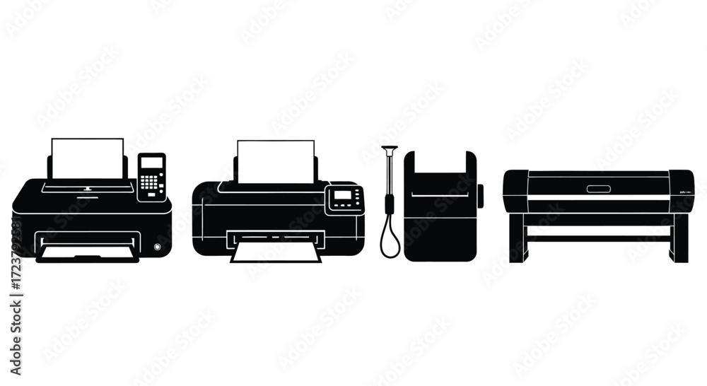 Collection of various inkjet and large format printers rendered in ...