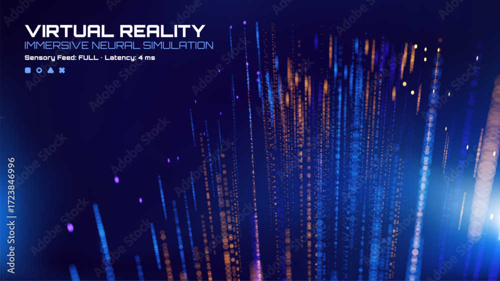 Virtual reality immersive neural simulation display. Abstract digital ...