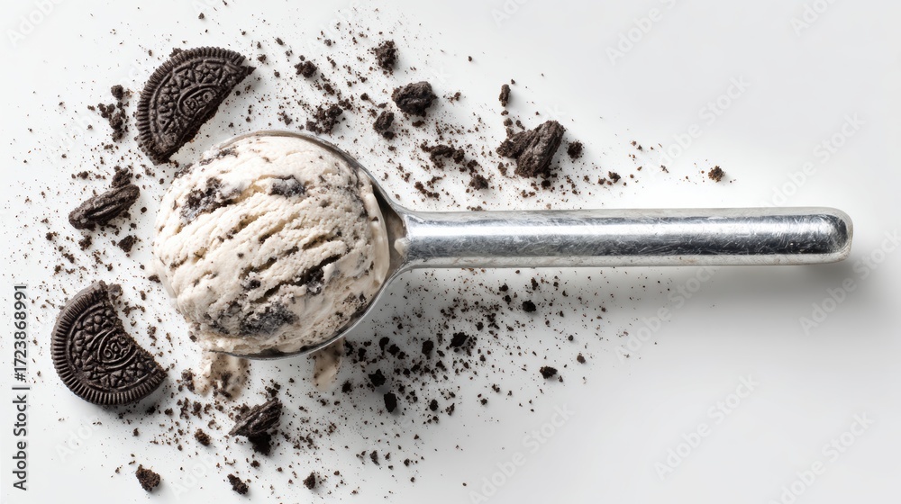A delicious scoop of cookies and cream ice cream with crushed Oreo ...