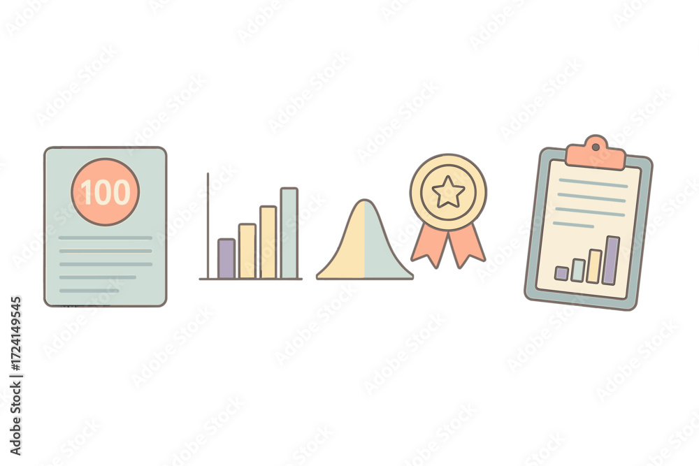 IQ Test Analysis. Isometric vector illustration set IQ Test Report ...