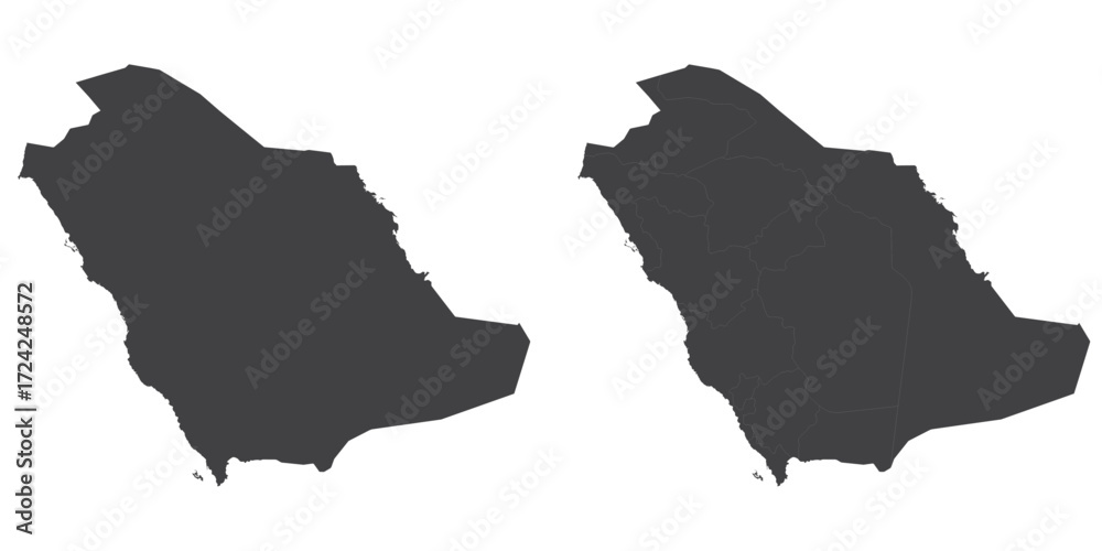 Outline Map of Saudi Arabia with Regions - 2 Maps of Saudi Arabia ...