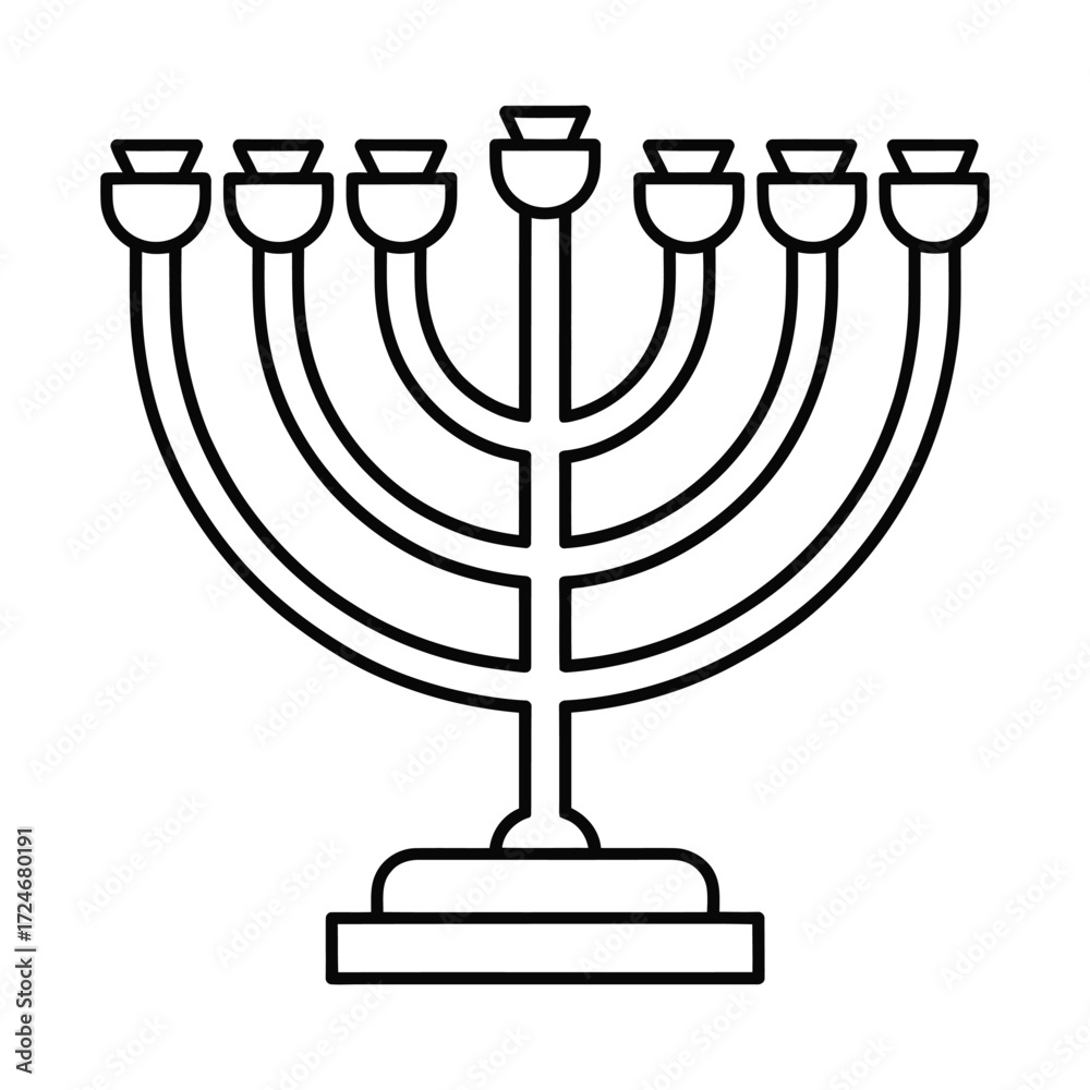 Outline drawing of a menorah a symbol of hanukkah, perfect for adding a ...