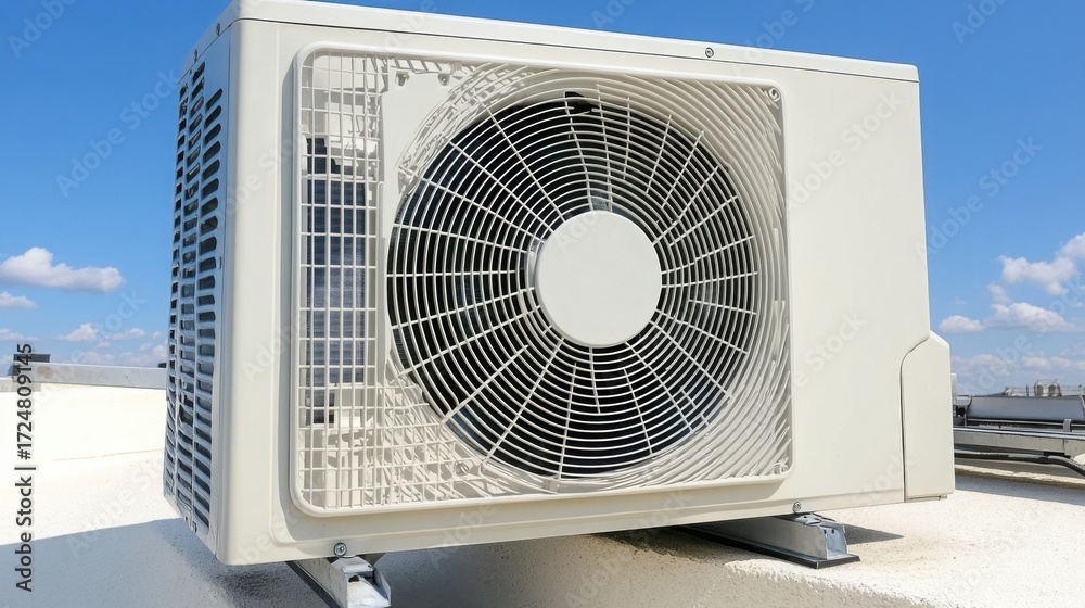 Rooftop industrial air conditioning units and ventilation pipes ...