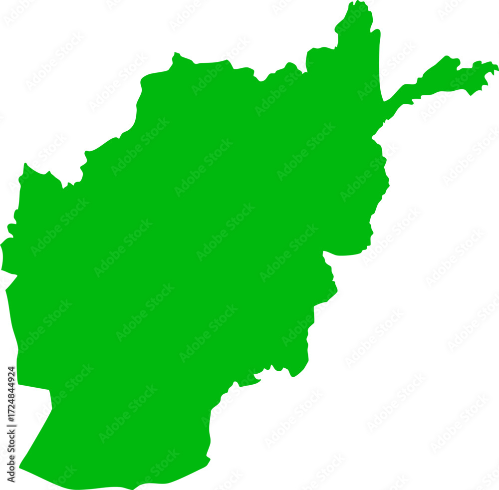 Solid Green Map of Afghanistan: Simple, Clean, Geographic Outline for ...