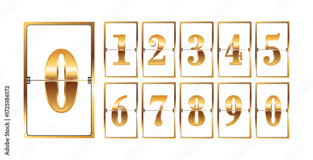 Mechanical Scoreboard Vector. Gold Yellow Timetable With Black Numbers ...