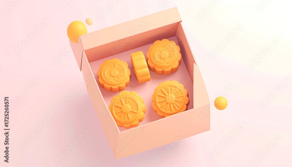Premium mooncake packaging box opened, showing neatly arranged ...