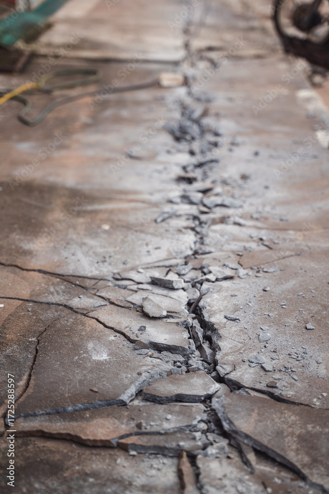 Cracked Concrete Surface with Fractures and Debris Highlighting ...