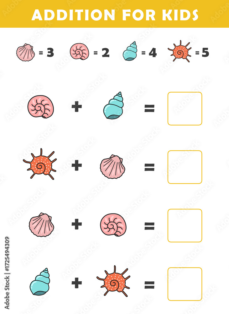 Addition for Kids. Fun Math Logic Puzzles for Kids. Math Game with Cute ...