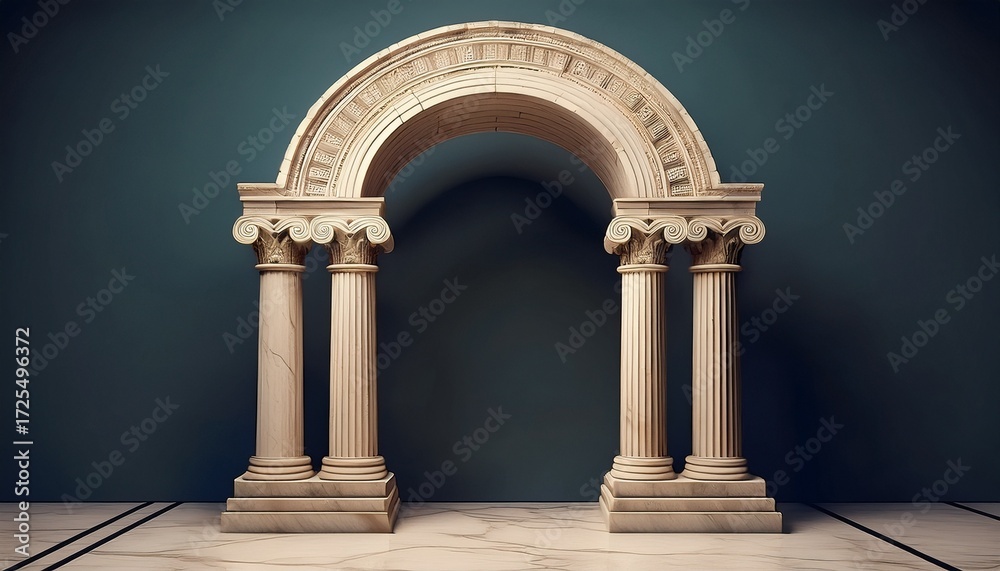classic ancient greek stone arch with two columns and detailed capitals ...
