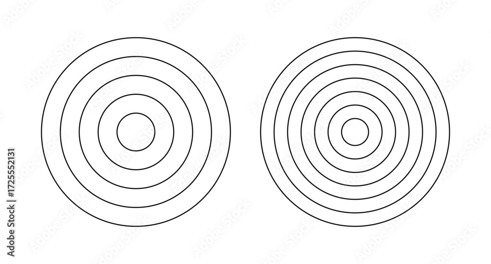 Polar grids concentric circles. Circle diagrams divided on 4 and 6 ...