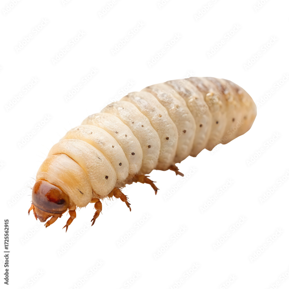 Grub worm isolated on transparent background, a larva of beetle, pest ...