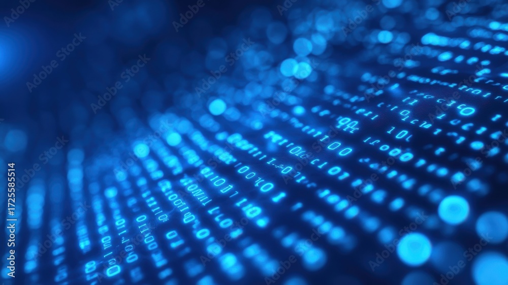 Data streams create a mesmerizing blue visual effect in a digital ...