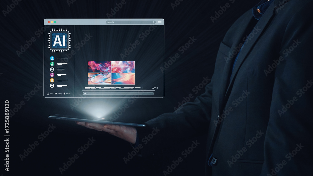 AI platform generating art images with dynamic interface. AI-generated ...