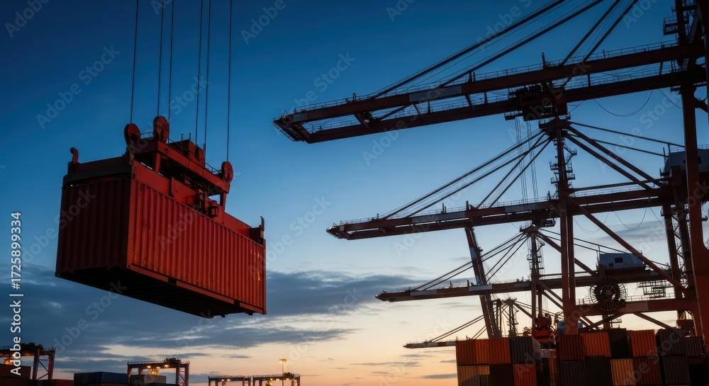 Twilight logistics: Cranes orchestrate movement of cargo containers in ...