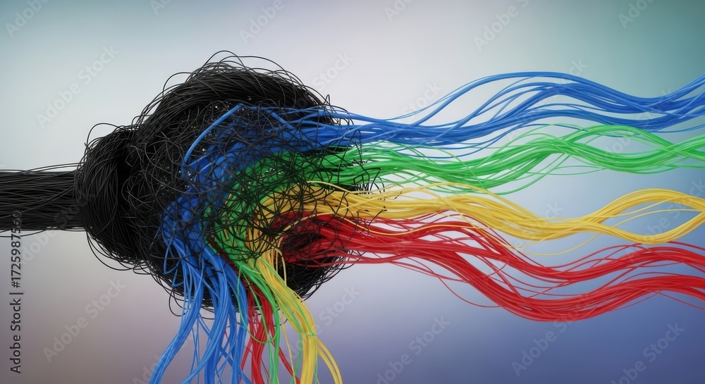 Tangled Communication: A Dynamic Network of Colorful Cables Converging ...