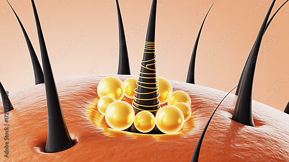 Ilustración de Stock Detailed 3D medical illustration showing hair ...