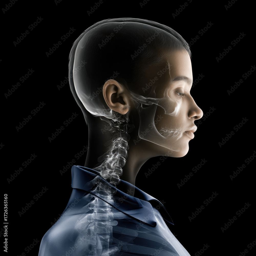 Profile x ray human head neck skeleton clean perfect medical anatomy ...