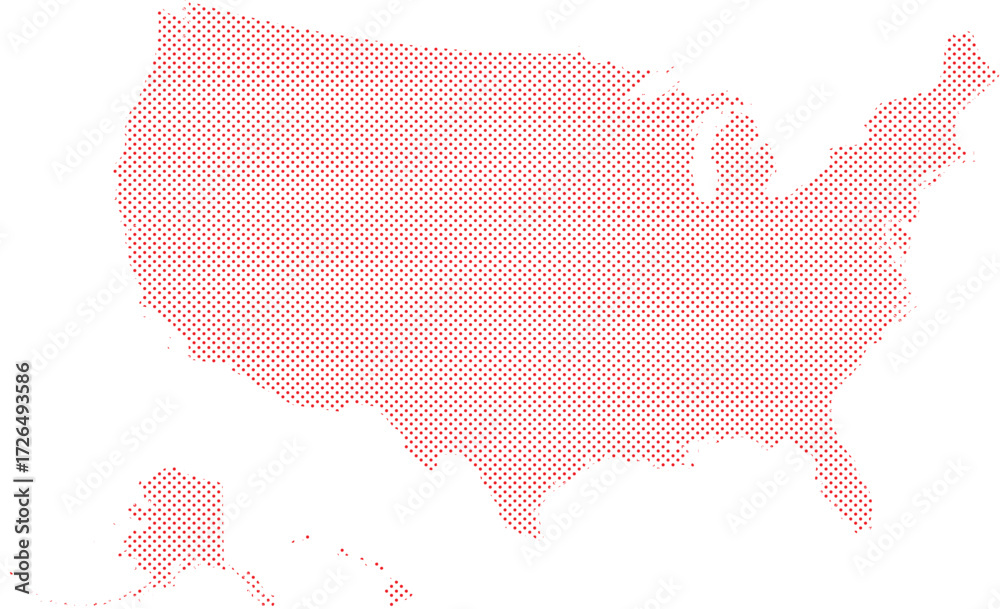 America Map with Dots, United States Map Outline Dots Style, Dotted USA ...